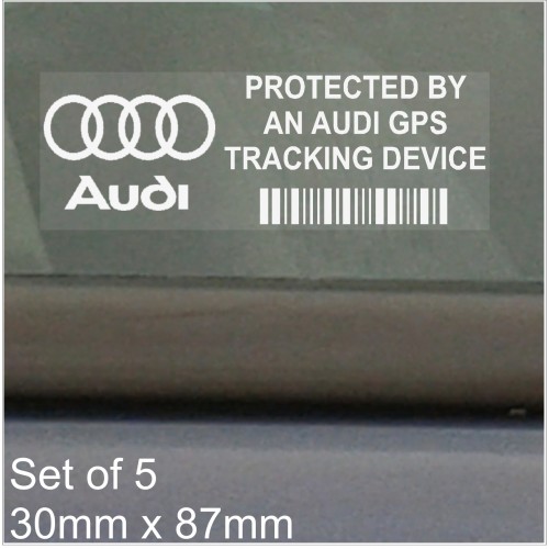 5 x AUDI GPS Tracking Device Security WINDOW Stickers 87x30mm-R8,A4,TT ...