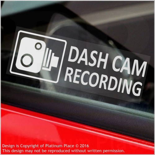 5 x DASH CAM Recording-30x87mm WINDOW Stickers-Vehicle Camera Security ...