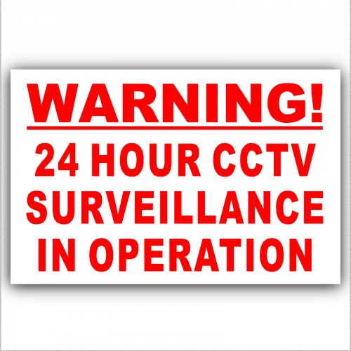 6 x Red on White-130mm-Warning 24 Hour CCTV Surveillance In Operation ...