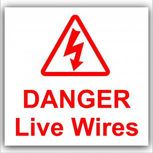 6 x Danger Live Wires Sticker-Health and Safety-Self Adhesive Vinyl ...