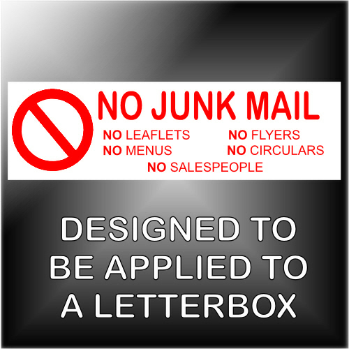1 x No Junk Mail,Leaflets,Flyers,Menus,Salespeople,Circulars Warning ...