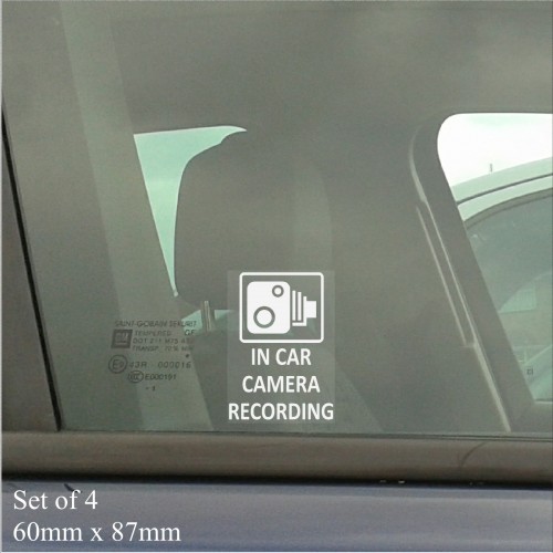 4 x 60x87mm In Car Camera Recording Window Stickers-CCTV Sign-Van,Lorry ...